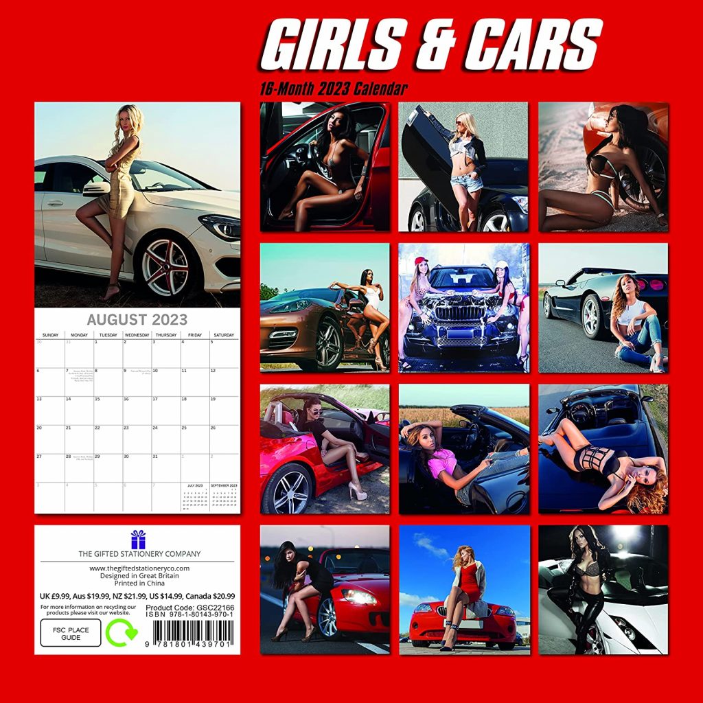 2023 Square Wall Calendar - Girls & Cars, 12 x 12 Inch Monthly View, 16 ...